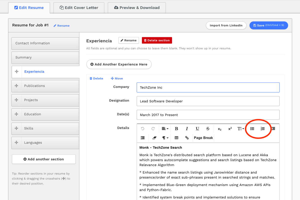 How to add bullet points